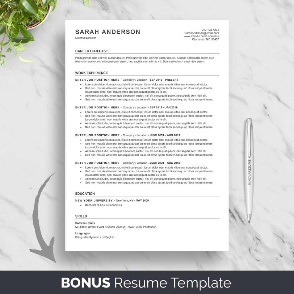 Modern resume template for Microsoft Word - Innova Resume | Modern ...