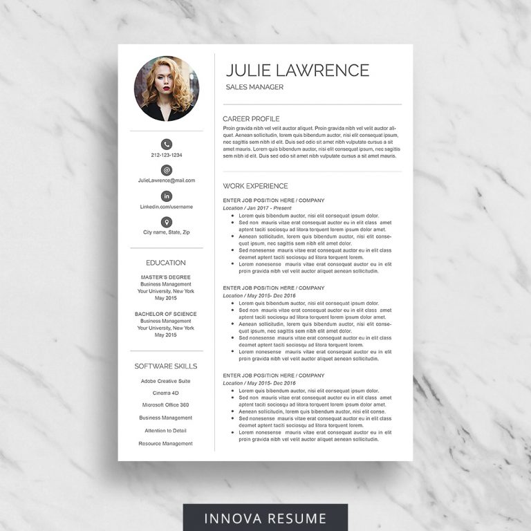 Modern resume template for Microsoft Word - Innova Resume | Modern ...