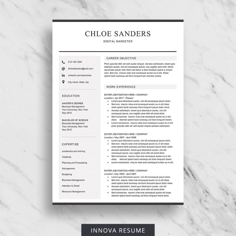 Clean Resume Template Design for Word - Innova Resume | Modern Resume ...