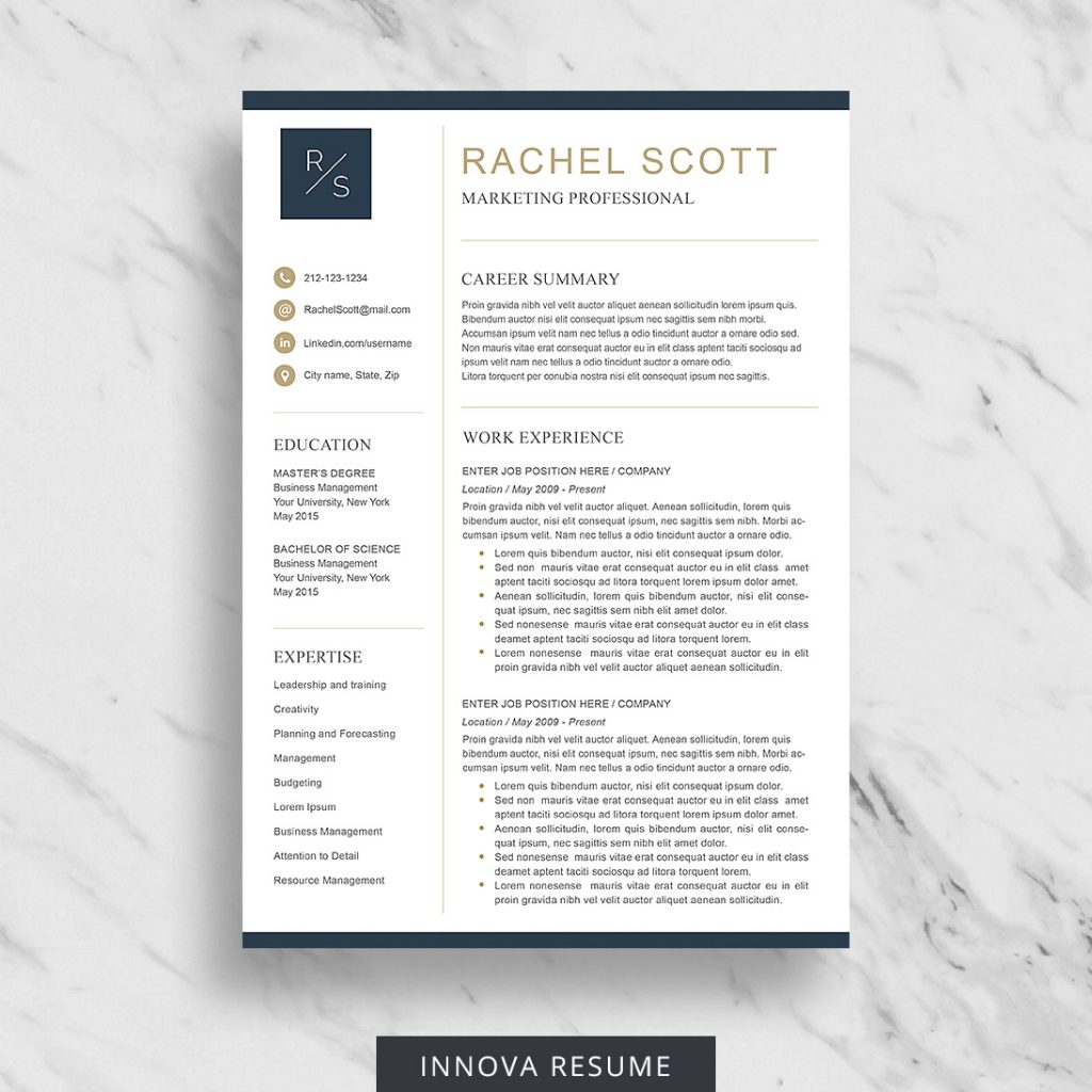 Modern resume template for Microsoft Word - Innova Resume | Modern ...