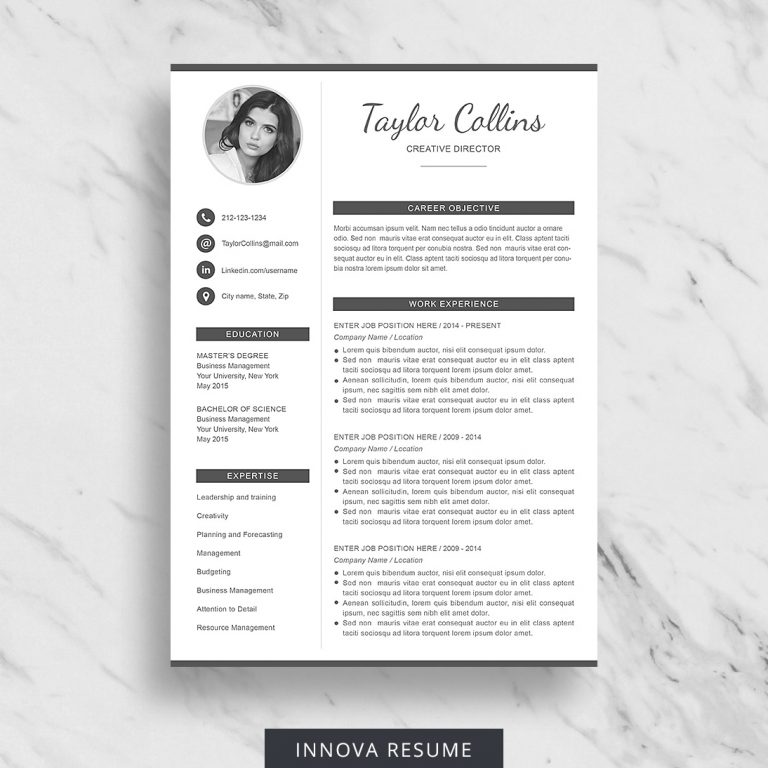 Modern resume template for Microsoft Word - Innova Resume | Modern ...