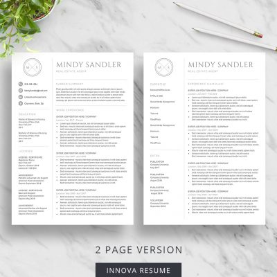Resume Template with Monogram - Innova Resume | Modern Resume Templates