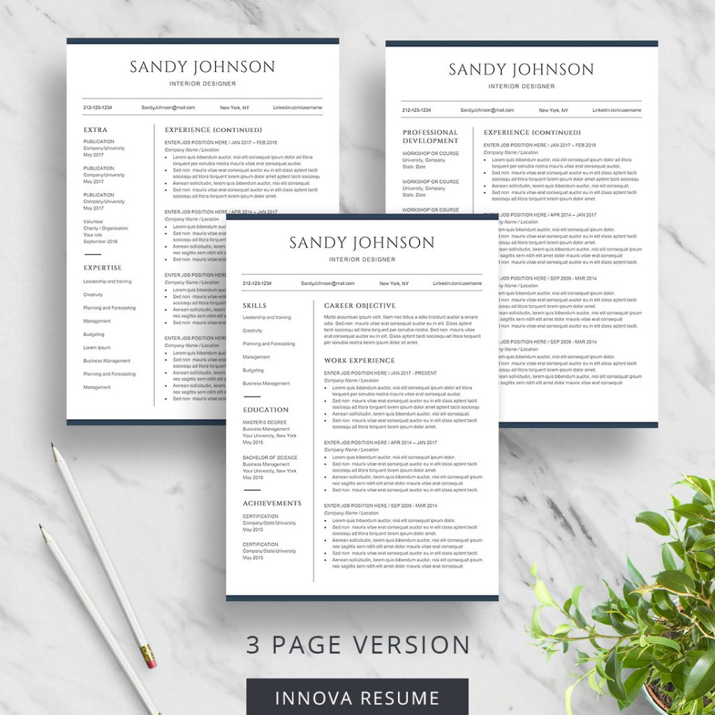 Clear resume template design for Word - Innova Resume | Modern Resume ...