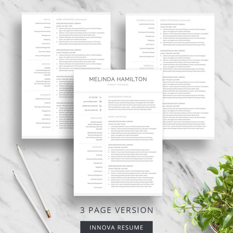 Basic Resume Template for Word - Innova Resume | Modern Resume Templates